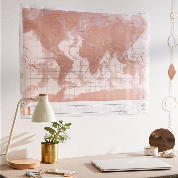 Urban Outfitters | Wall Decor | Rose Gold Scratchoff World Map | Poshmark